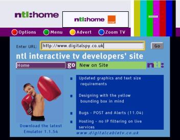 ntl:home Interactive TV - main menu