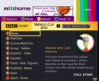 ntl relaunch: World Cup BBCi