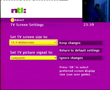 ntl CR3 - settings: TV screen