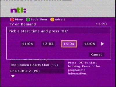 ntl CR3: TV on demand - start time