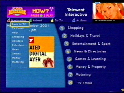 Telewest Broadband Active Digital - navigation