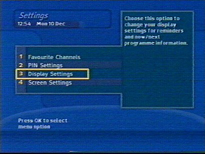 Telewest Broadband Active Digital - display settings