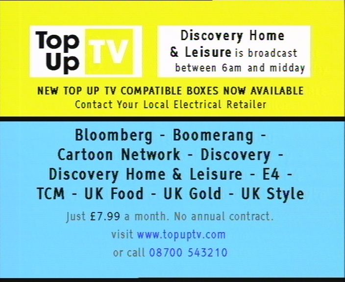 Top Up TV: Downtime display
