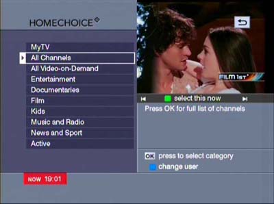 HomeChoice: Channel list