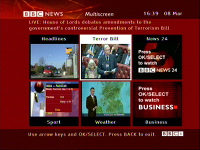 BBCi on Telewest: News Multiscreen Wall