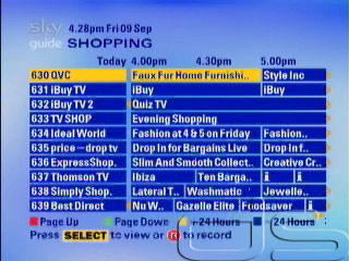 Sky EPG v4: Shopping