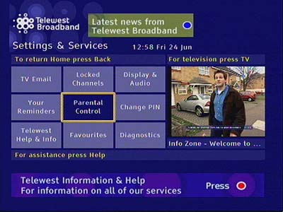 Telewest Broadband: 01 Settings and Services