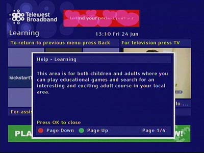 Telewest Broadband: 11 Learning - help