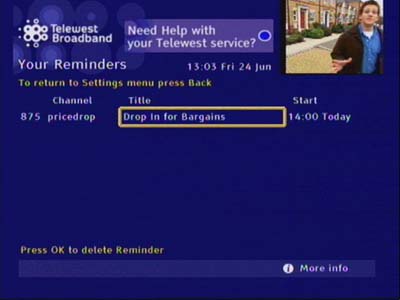 Telewest Broadband: 14 Reminders