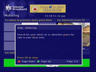 Telewest Broadband: 26 Motoring - help