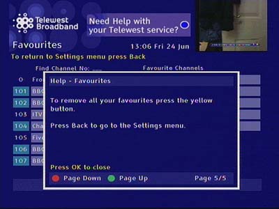 Telewest Broadband: 30 Favourites - help p5