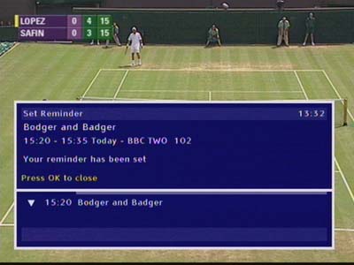 Telewest Broadband: 04 Set Reminder confirmed