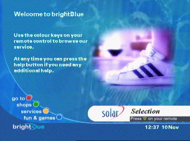 Bright Blue: Menu screen